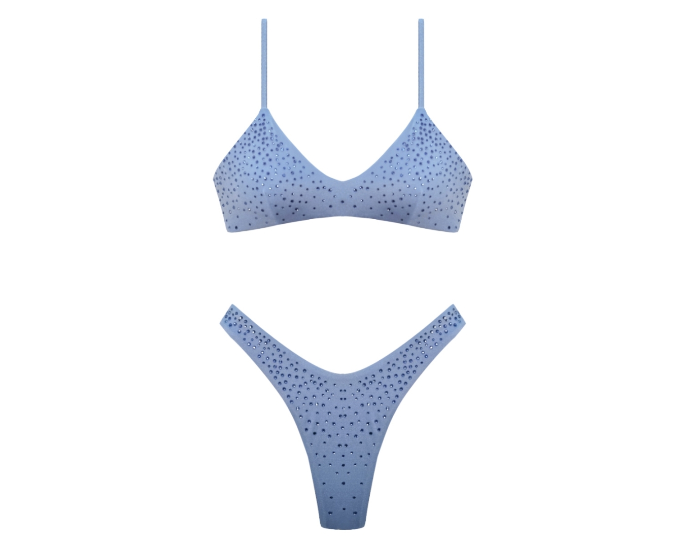 Bikini LUNA GLOW top in lycra effetto seta con strass e slip rotondo brasiliana